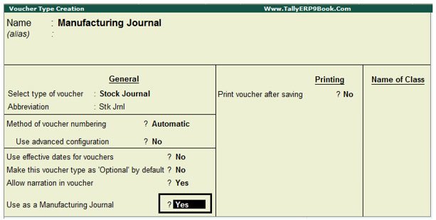 Bill of Material (BoM) for issuing Stock using Tally.ERP9