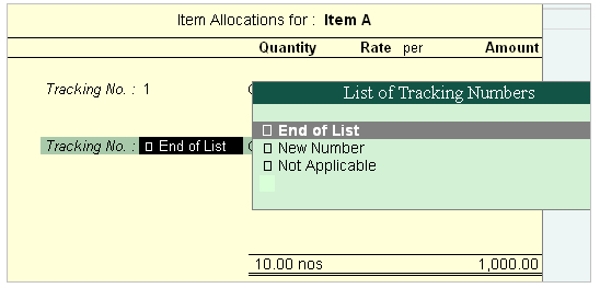 Using Tracking Number In Tally ERP9