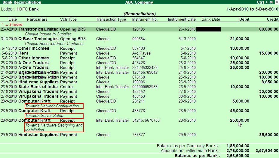Bank Reconciliation Tally ERP 9