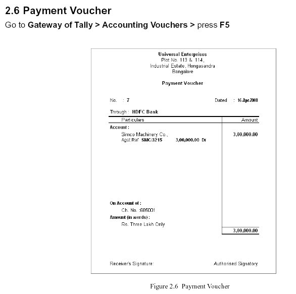 Payment Voucher Report @ Tally.ERP 9 : www.TallyERP9Book.Com