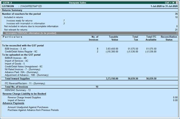 GSTR-2 Report to File GST Return using Tally.Erp9
