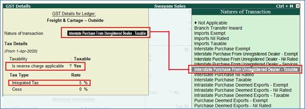 GST on Reverse Charge Mechanism -RCM using TallyERP9