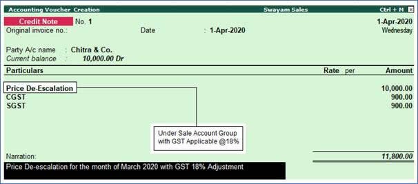 Sales Return / Credit Note (Ctrl+F8) in Tally.Erp9